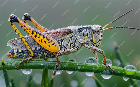 Premium Photo A Zoomed In Photograph Showcasing A Grasshopper