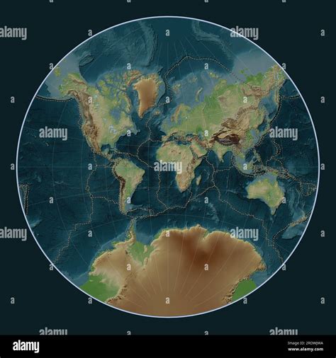 Tectonic Plate Boundaries On The World Wiki Style Elevation Map In The Lagrange Projection