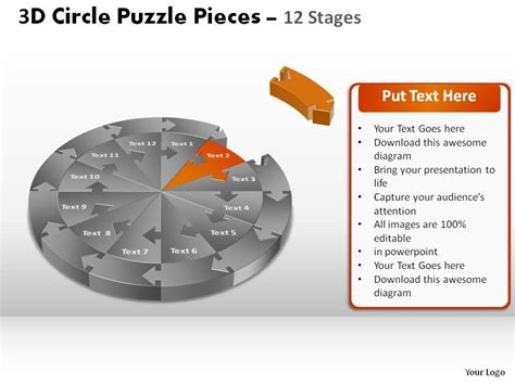 D Circle Puzzle Diagram Stages Slide Layout Ppt Templates PowerPoint Templates