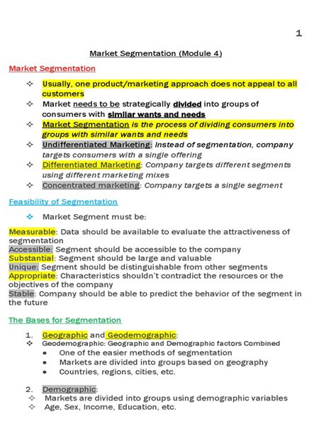 Market Segmentation Module 4 Pdf Market Segmentation Marketing