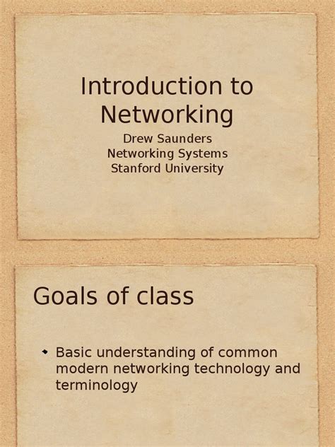 Introduction To Networking Drew Saunders Networking Systems Stanford University Pdf
