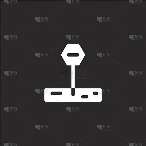 停止图标。填充停止图标的网站设计和移动，应用程序开发。停止图标从填充城市元素收集孤立的黑色背景。