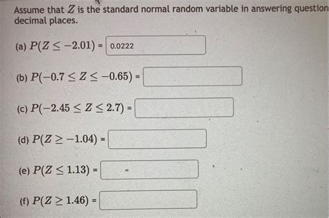 solved assume that z is the standard normal random variable