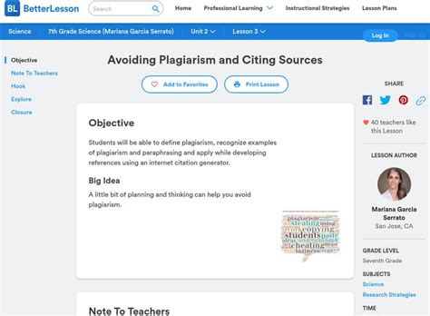 Better Lesson Avoiding Plagiarism And Citing Sources Professional Doc For 9th 10th Grade