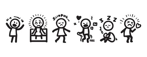 Set Of Stick Figures In Different Emotions 37976412 Vector Art At Vecteezy