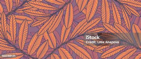 주황색 가지와 나뭇잎이 있는 가을 그라데이션 식물 배경 장식 배경 화면 표지 엽서 및 프리젠 테이션에 대한 배경 예술에 대한 스톡 벡터 아트 및 기타 이미지 Istock