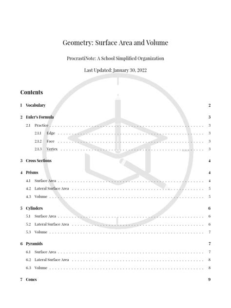 Formulas For Calculating Surface Area And Volume Of Geometric Shapes Pdf Area Triangle