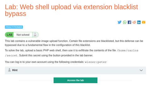 web shell upload via extension blacklist bypass portswigger write up