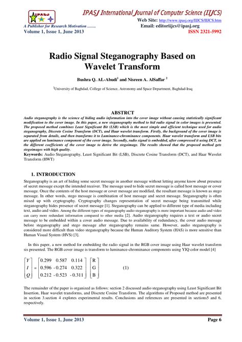 Pdf Radio Signal Steganography Based On Wavelet Transform