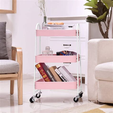 Buy KINGRACK Rolling Cart Storage Trolley Tier Utility Rolling Cart With Large Storage And
