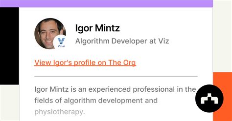 Igor Mintz Algorithm Developer At Viz The Org