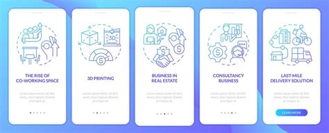 Premium Vector Future Business Trends Blue Gradient Onboarding Mobile App Screen