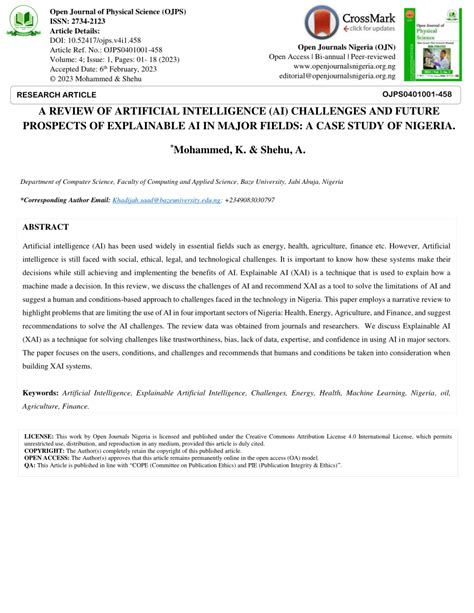 Pdf A Review Of Artificial Intelligence Ai Challenges And Future Prospects Of Explainable Ai
