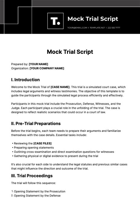 Free Mock Trial Script Template To Edit Online