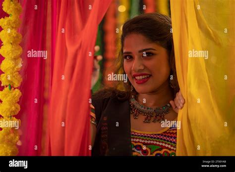 Portrait Of A Gujarati Woman Dressed In A Traditional Gujrati Attire