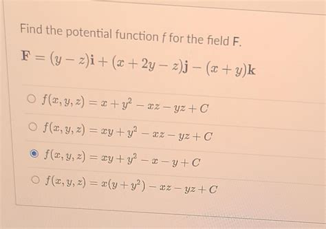 Solved Find The Potential Function F For The Field F Chegg Com