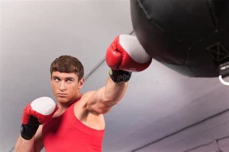 Боксер делая некоторую тренировку на груше на спортзале Стоковое Изображение изображение