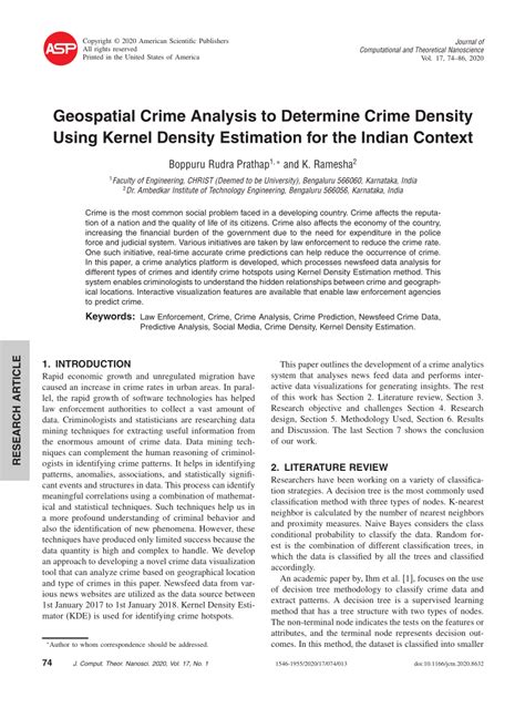 Pdf Geospatial Crime Analysis To Determine Crime Density Using Kernel Density Estimation For