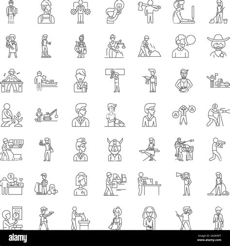 Professions Linear Icons Signs Symbols Vector Line Illustration Set Stock Vector Image And Art
