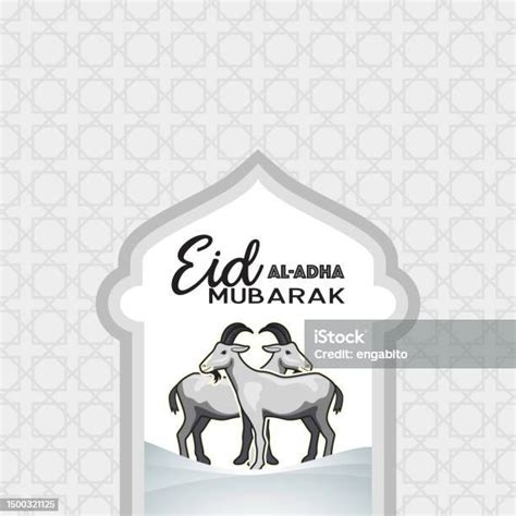 이드 알 아드하 인사말 카드 희생의 무슬림 축제 Qurban과 염소 3차원 형태에 대한 스톡 벡터 아트 및 기타 이미지 Istock