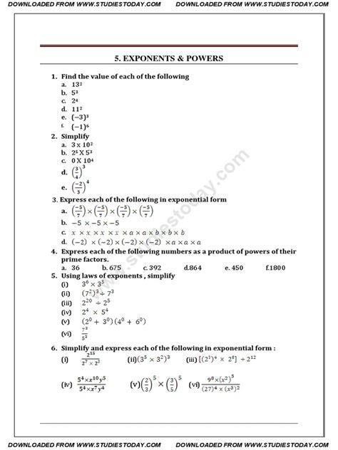 Free Powers And Exponents Worksheet Download Free Powers And Exponents Worksheet Png Images