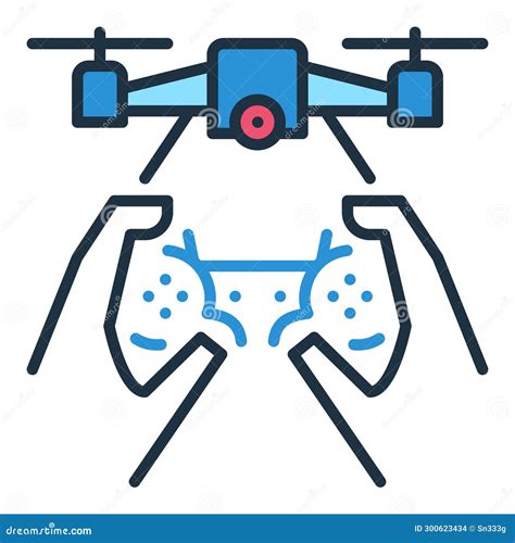Drone And Game Controller In Hands Vector Quadcopter Concept Colored Icon Stock Vector