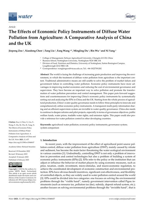 Pdf The Effects Of Economic Policy Instruments Of Diffuse Water