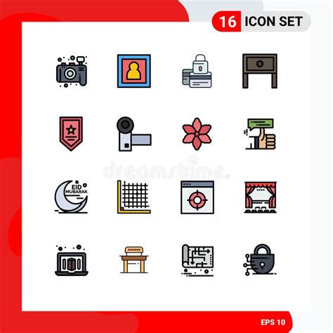 Stock Vector Icon Pack Of 16 Line Signs And Symbols For Table Household Card Home Security