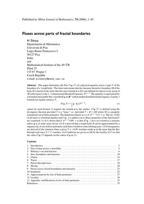 Pdf Fluxes Across Parts Of Fractal Boundaries