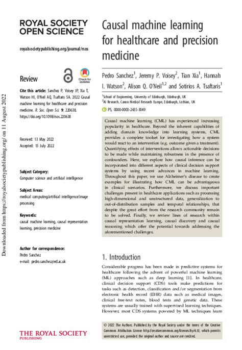 Pdf Causal Machine Learning For Healthcare And Precision Medicine
