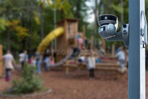 Outdoor Cctv Monitoring In Playground Area At A School Security