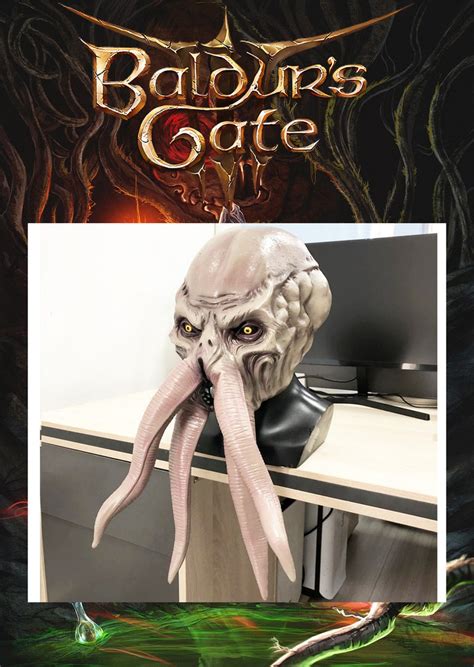 Baldurs Gate 3 Mind Flayer Latex Mask Lifelike Dnd Cosplay Helmet Illithid Tentacle Monster