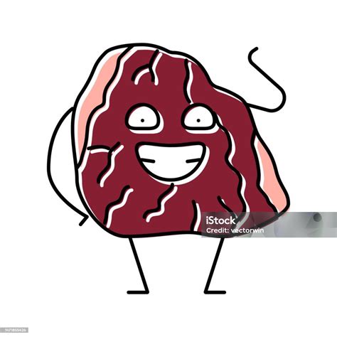 쇠고기 고기 캐릭터 컬러 아이콘 벡터 일러스트 레이 션 고기에 대한 스톡 벡터 아트 및 기타 이미지 고기 귀여운 돼지고기