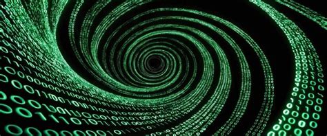 A Spiraling Vortex Of Green Binary Code On A Black Background Evoking Technology Premium Ai