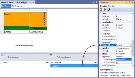 Rotate Ssrs Report Headers To Vertical