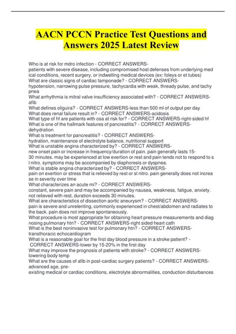 AACN PCCN Practice Test Questions And Answers 2025 Latest Review AACN PCCN Certification