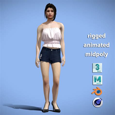 Casual Girl Standing 3d Render Renderhub Gallery