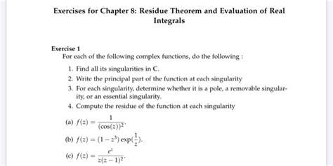 Solved Exercises For Chapter Residue Theorem And Chegg