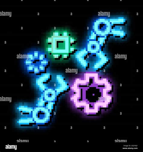 Robotic Arm Process Of Machine Learning Neon Glow Icon Illustration Stock Vector Image And Art Alamy