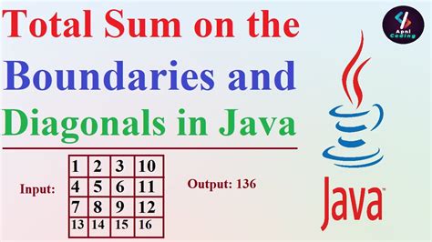 Q53 Total Sum On The Boundaries And Diagonals Sum Of Diagonals In 2d Matrix Matrix Diagonal