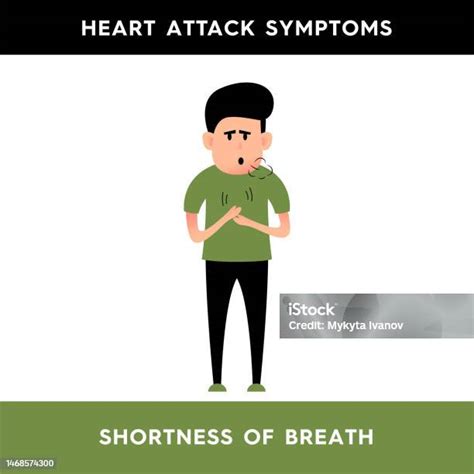 호흡 곤란을 겪는 남자의 벡터 그림 심장 마비 증상이있는 남자 호흡의 리듬 위반 공기 부족의 느낌 의료 기사 포스터에 대 한 그림입니다 건강관리와 의술에 대한 스톡 벡터