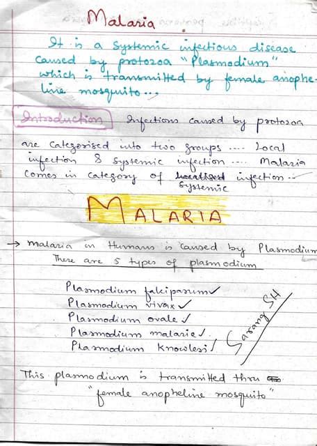 Malaria Notes Pdf