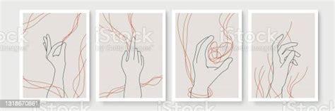 손 제스처 보헤미안 스타일의 벽 아트 장식 창조적 인 미니멀 한 손은 추상미술 배경을 그립니다 현대 일러스트레이션 벽 장식 엽서 포스터 브로셔를 위한 보헤미안 스타일 컬렉션