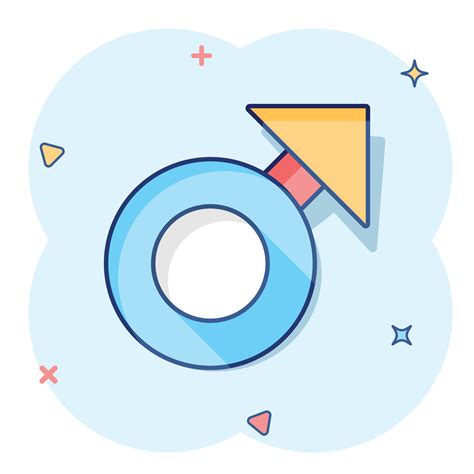 Vector Cartoon Male Sex Symbol Icon In Comic Style Men Gender Concept