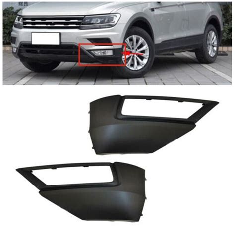 Pair Front Bumper Grille Fog Lamp Light Cover Trim For Vw Tiguan 2018