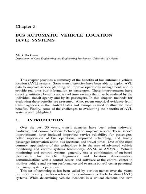 6 Bus Automatic Vehicle Location Avl Systems Pdf