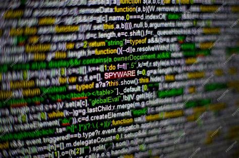 Premium Photo Macro Photo Of Computer Screen With Program Source Code And Highlighted Spyware