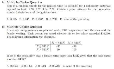 Solved 14 Multiple Choice Question Here Is A Random Sample Chegg Com