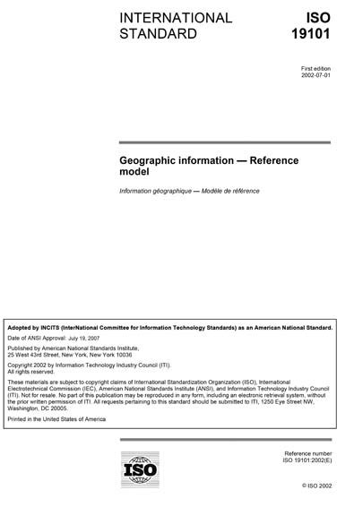INCITS ISO IEC 19101 2002 R2007 Geographic Information Reference Model