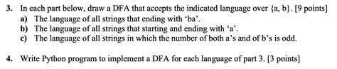 Solved 3 In Each Part Below Draw A Dfa That Accepts The